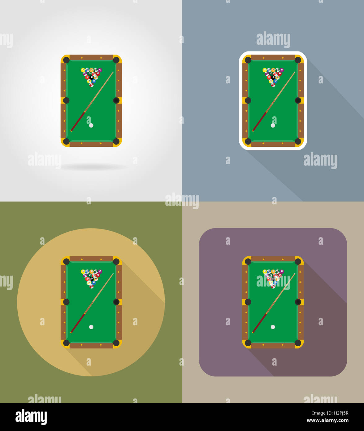 billiards table flat icons illustration isolated on background Stock Photo - Alamy