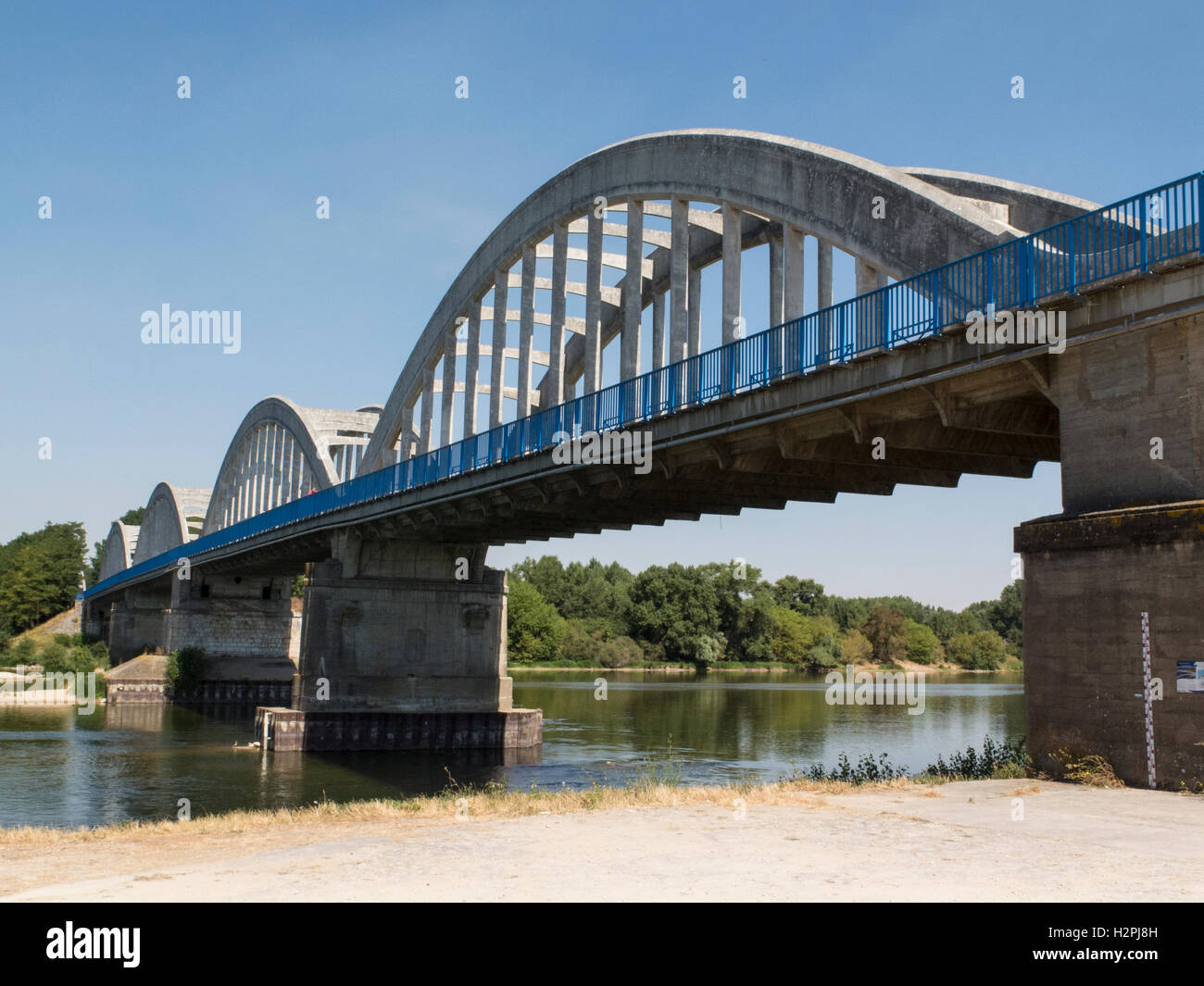 Modern Multispan road bridge at Muides sur Loire, France Stock Photo ...