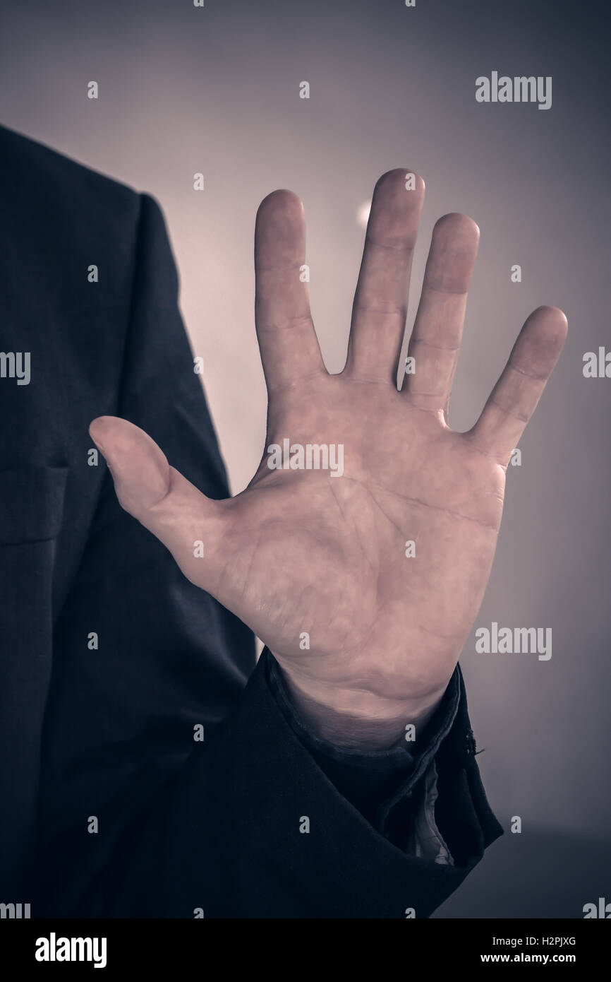 Man hand touching virtuyal screen Stock Photo - Alamy