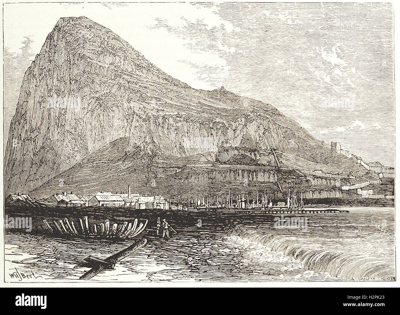 THE ROCK OF GIBRALTAR - from 'Cassell's Illustrated Universal History ...