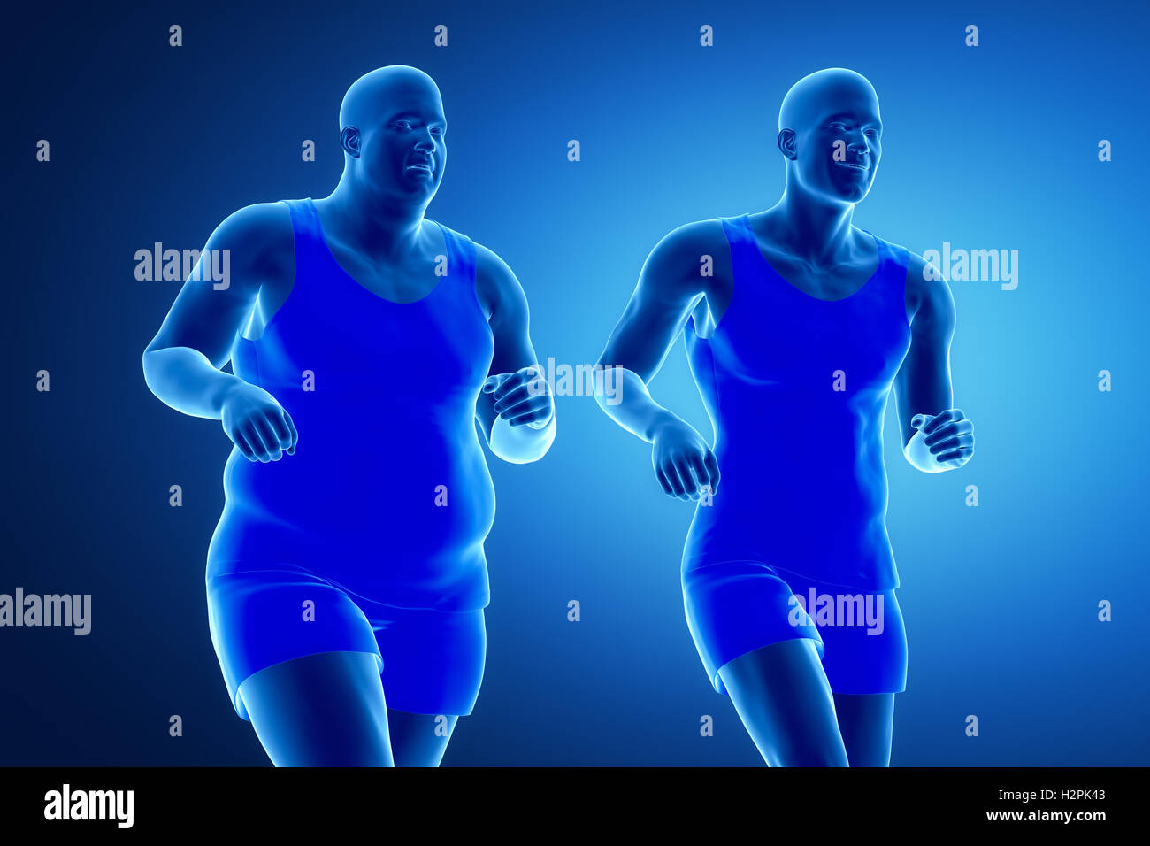 From obese man to athlete Stock Photo - Alamy