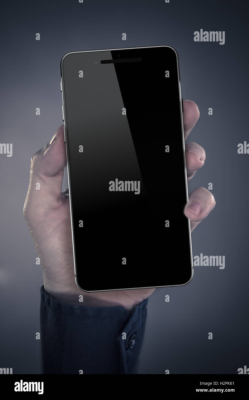 Holding futuristic transparent smartphone hi-res stock photography and ...