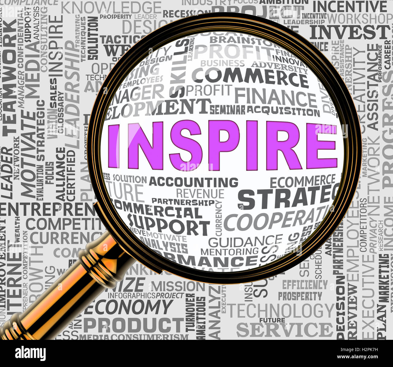 Inspire Magnifier Showing Motivation Inspiration 3d Rendering Stock ...
