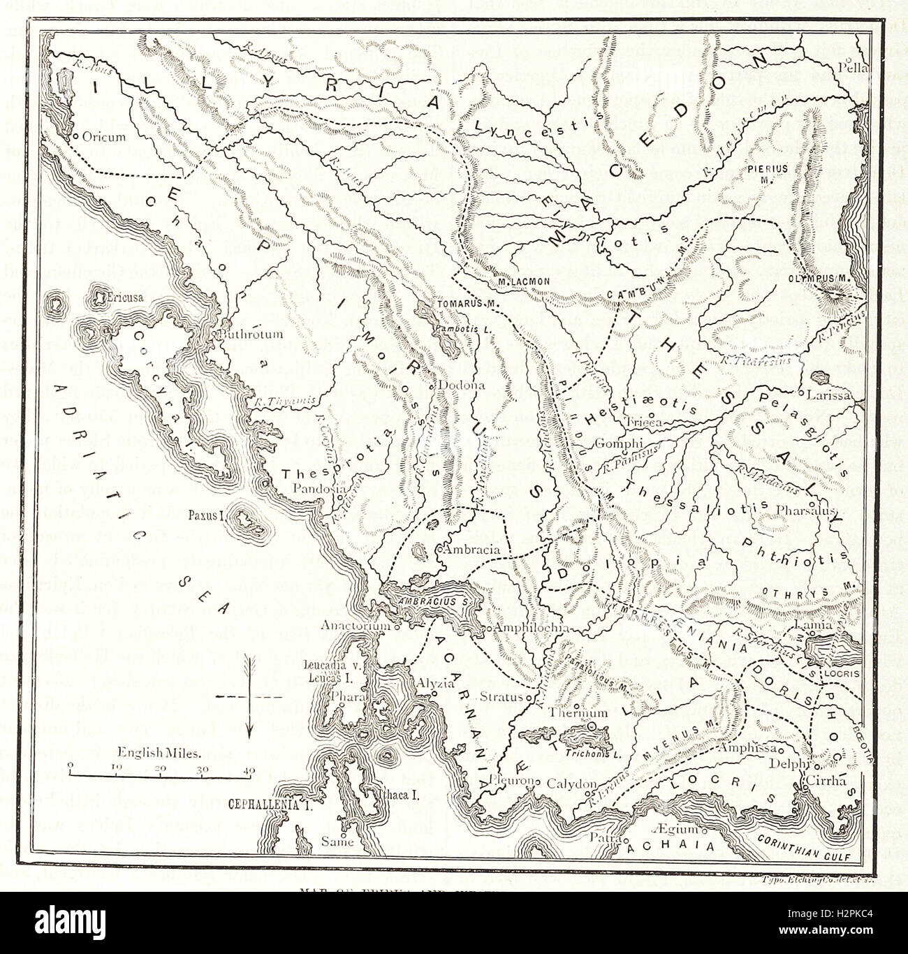 MAP OF EPIRUS AND WESTERN GREECE. - from 'Cassell's Illustrated ...