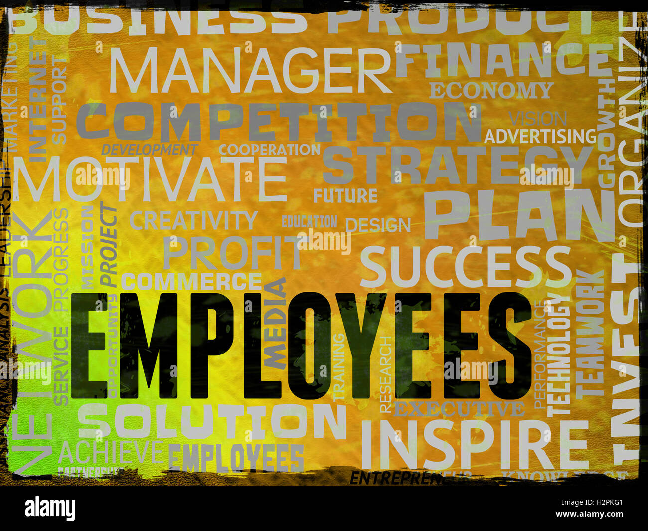 Employees Words Representing Hired Hand And Workforce Stock Photo - Alamy
