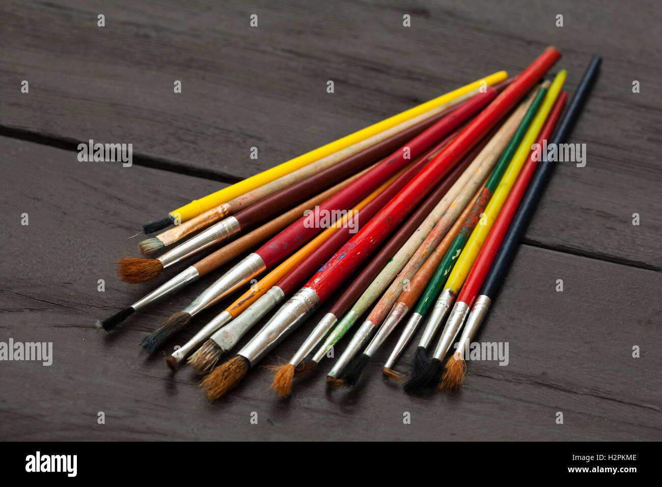 Group of colorful school paintbrushes. Back to school concept Stock ...