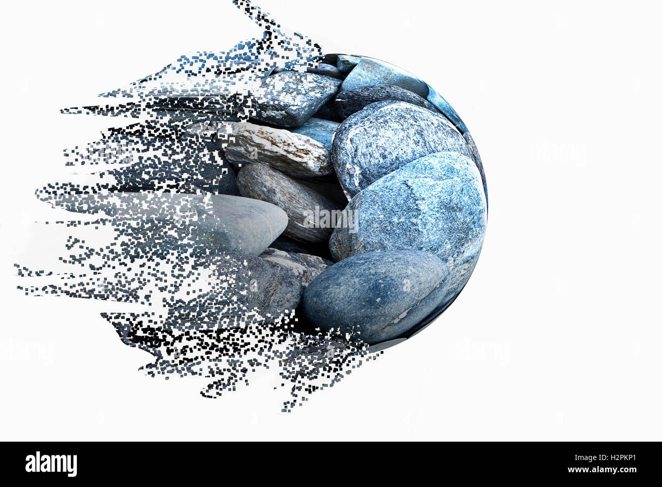 illustration of a 3d sphere with scattering effect and with shape and ...