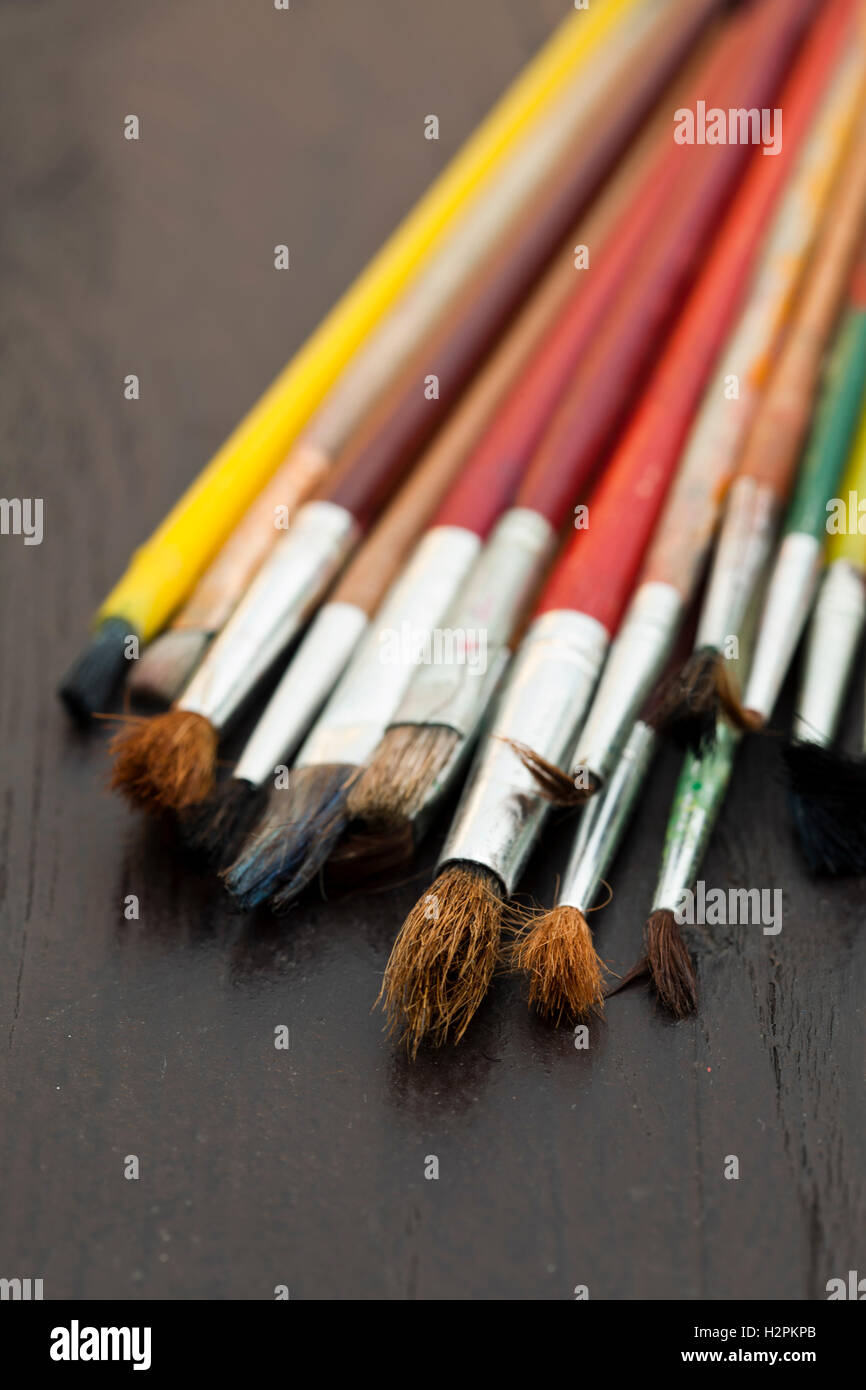 Group of colorful school paintbrushes. Back to school concept Stock ...