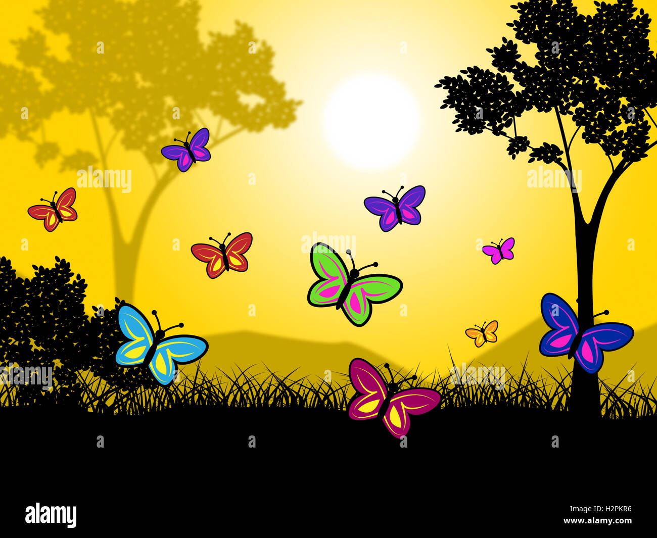 Butterflies In Nature Shows Natural Trees And Outdoors Stock Photo - Alamy