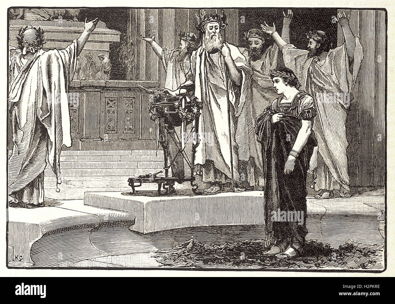 ALEXANDER AT THE TEMPLE OF JUPITER AMMON - from 'Cassell's Illustrated ...