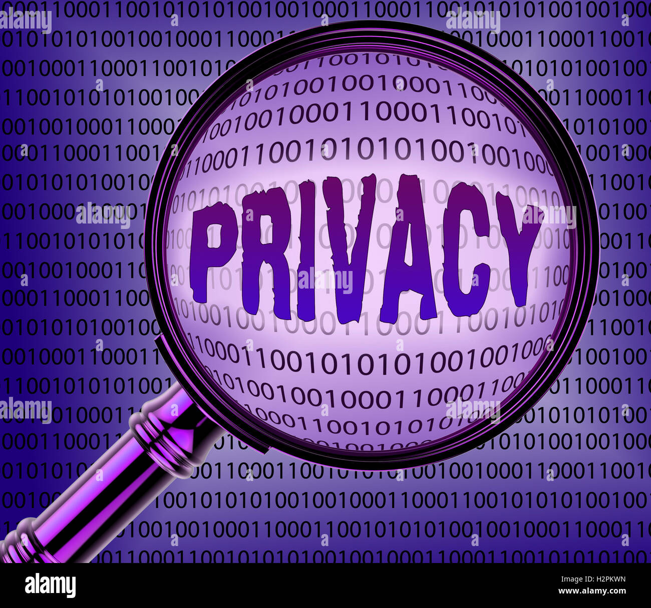 Computer Privacy Word Magnifier Represents Confidential Data 3d ...