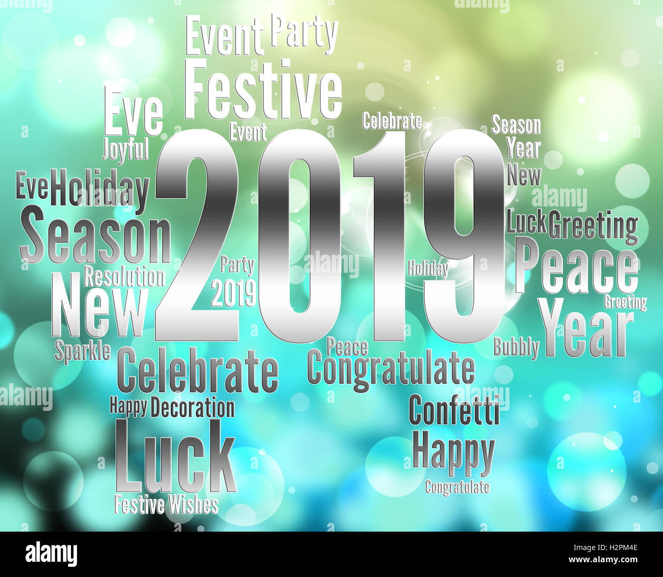 Twenty Nineteen Words Show 2019 New Year Party Stock Photo - Alamy