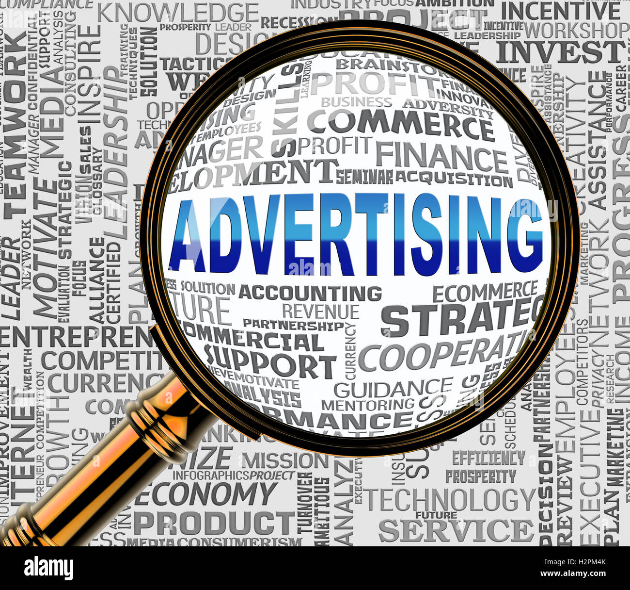 Advertising Word Magnifier Represents Marketing Ads 3d Rendering Stock ...