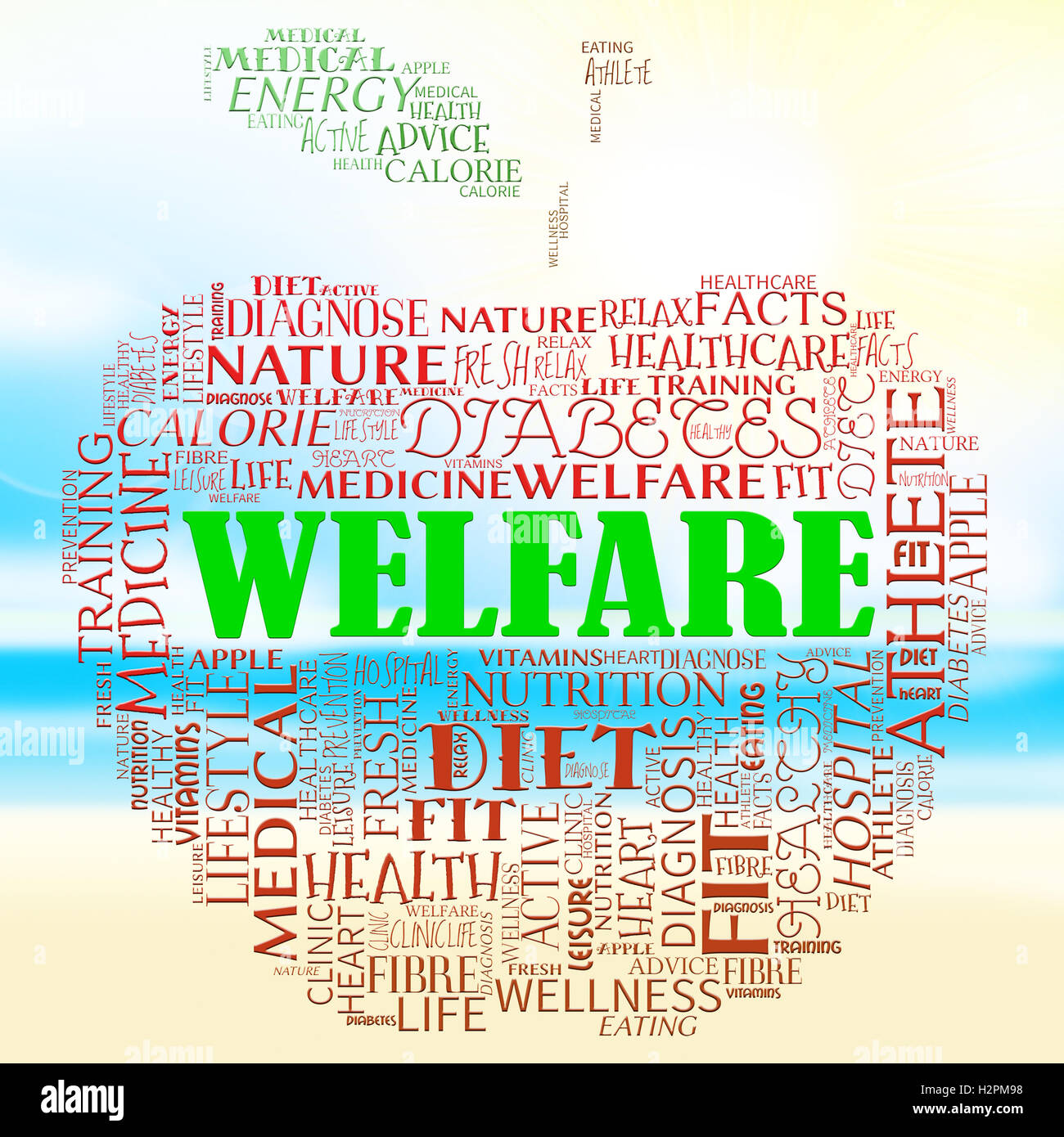 Welfare Apple Words Represents Well Being And Healthcare Stock Photo ...