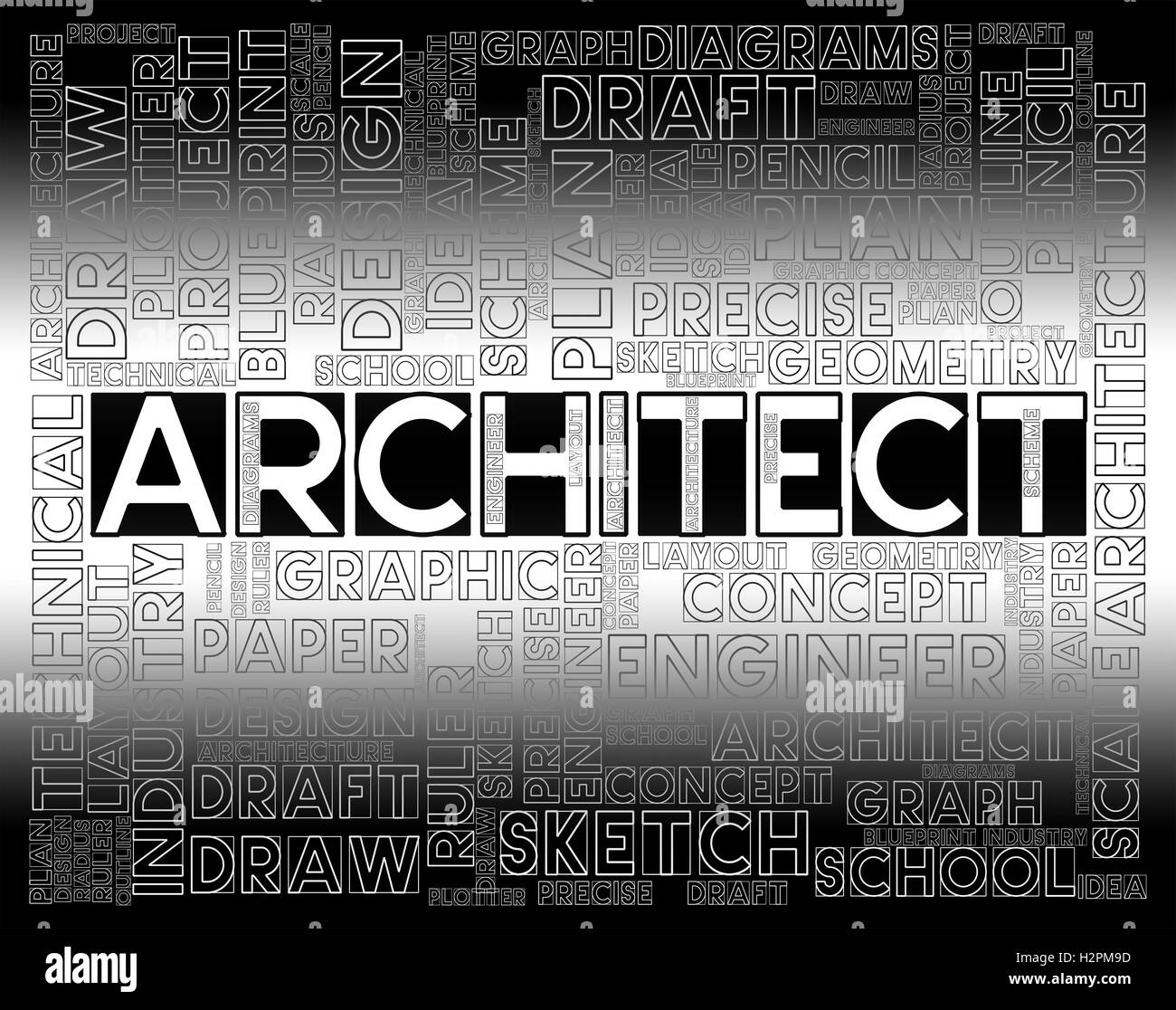 Architect Words Showing Desigher Occupation And Job Stock Photo - Alamy