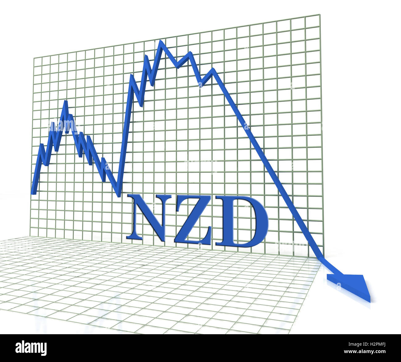 Nzd Graph Indicating New Zealand Dollar Fall 3d Rendering Stock Photo ...
