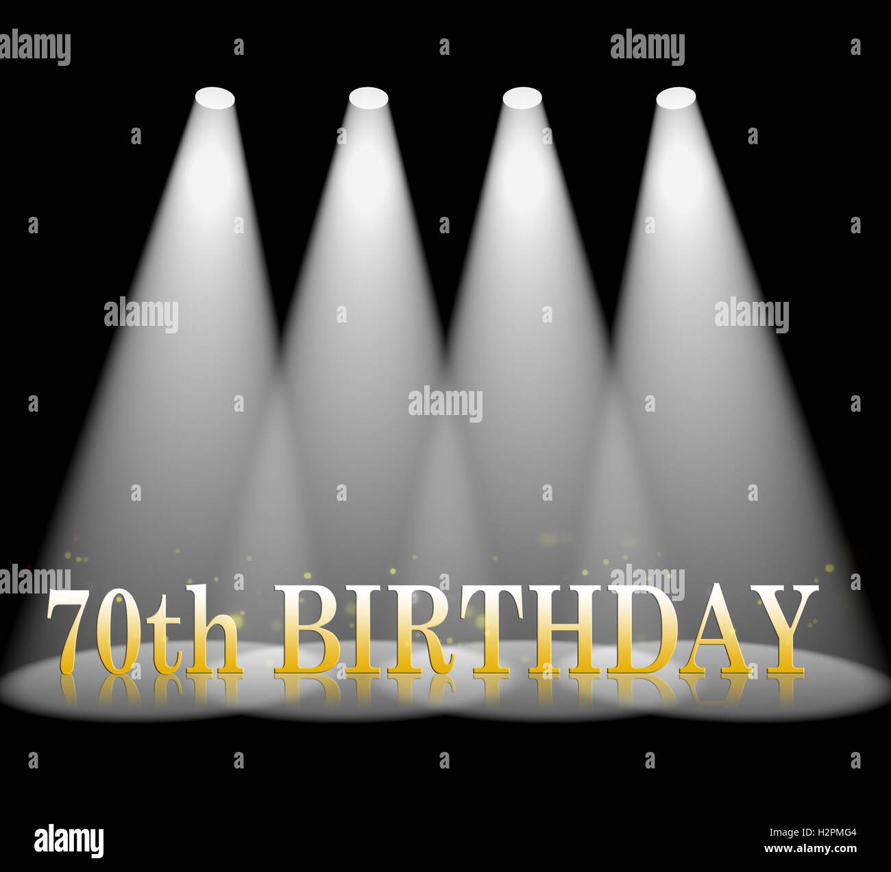 Seventieth Birthday Word In Spotlights Indicates 70th Celebration And ...
