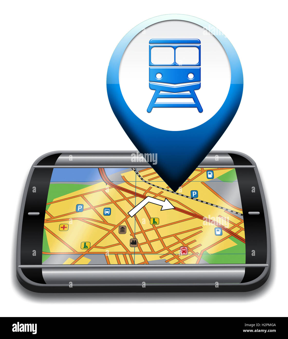 Railway Station Gps Map Represents Rail Direction And Journey Stock ...