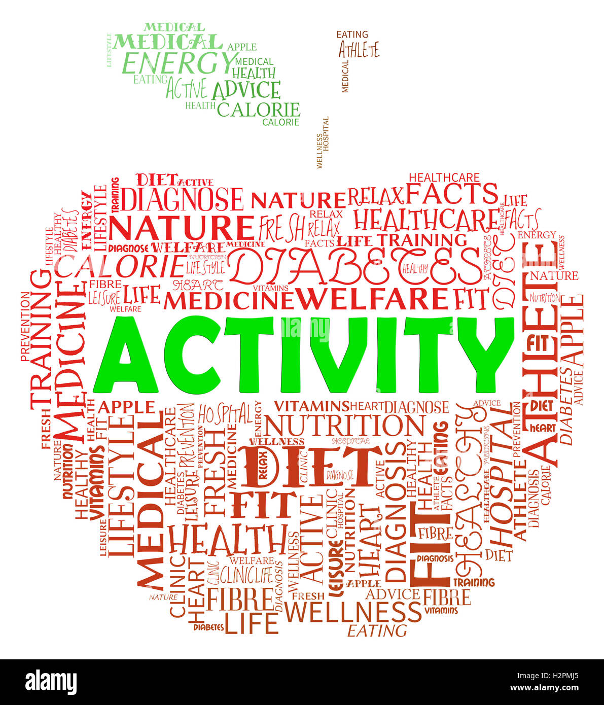 Activity Apple Words Indicate Getting Fit And Being Active Stock Photo ...