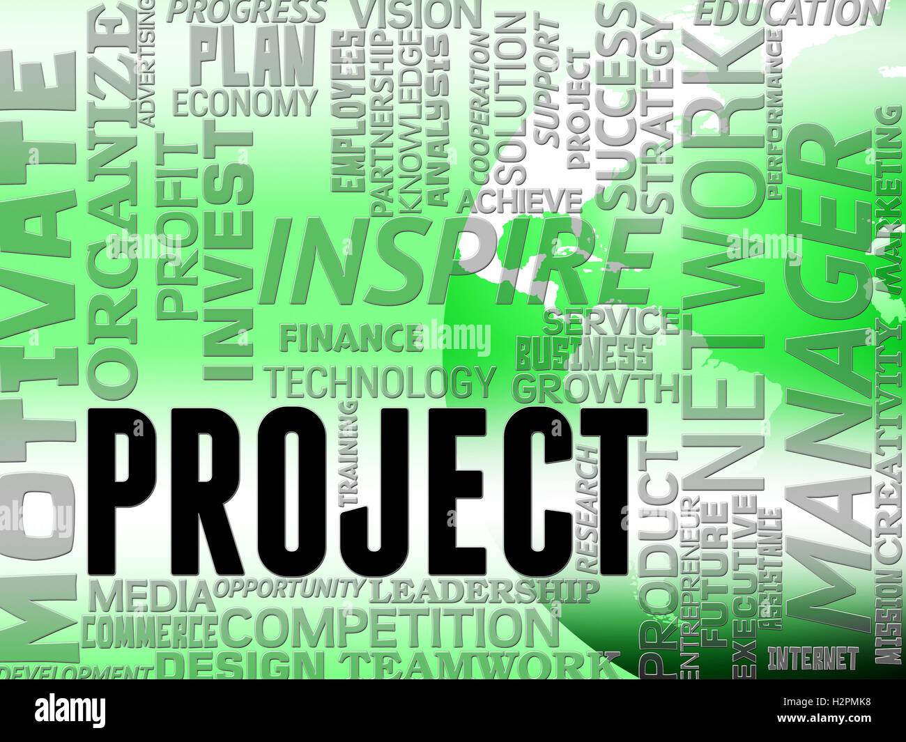 Project Words Representing Venture Mission And Tasks Stock Photo - Alamy