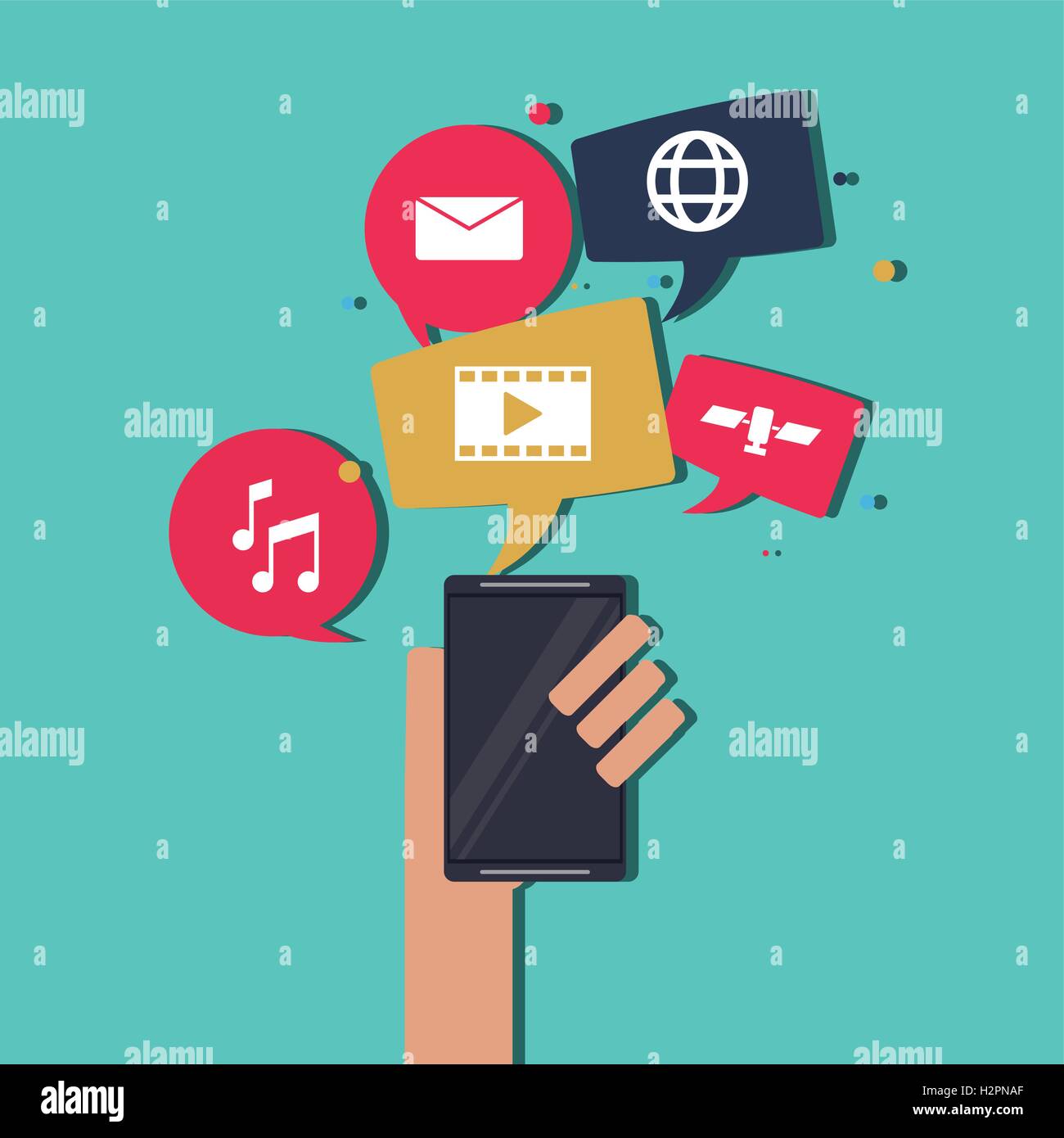 digital social network communication related icons image Stock Vector ...
