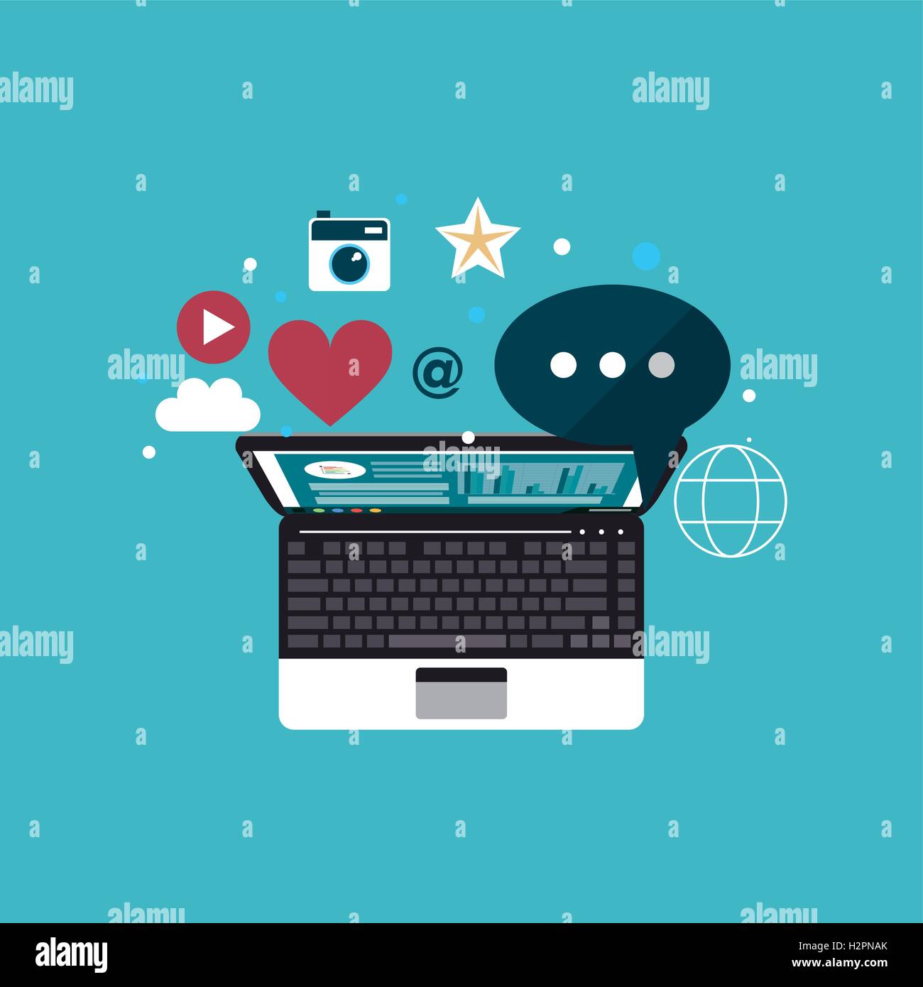 digital social network communication related icons image Stock Vector ...