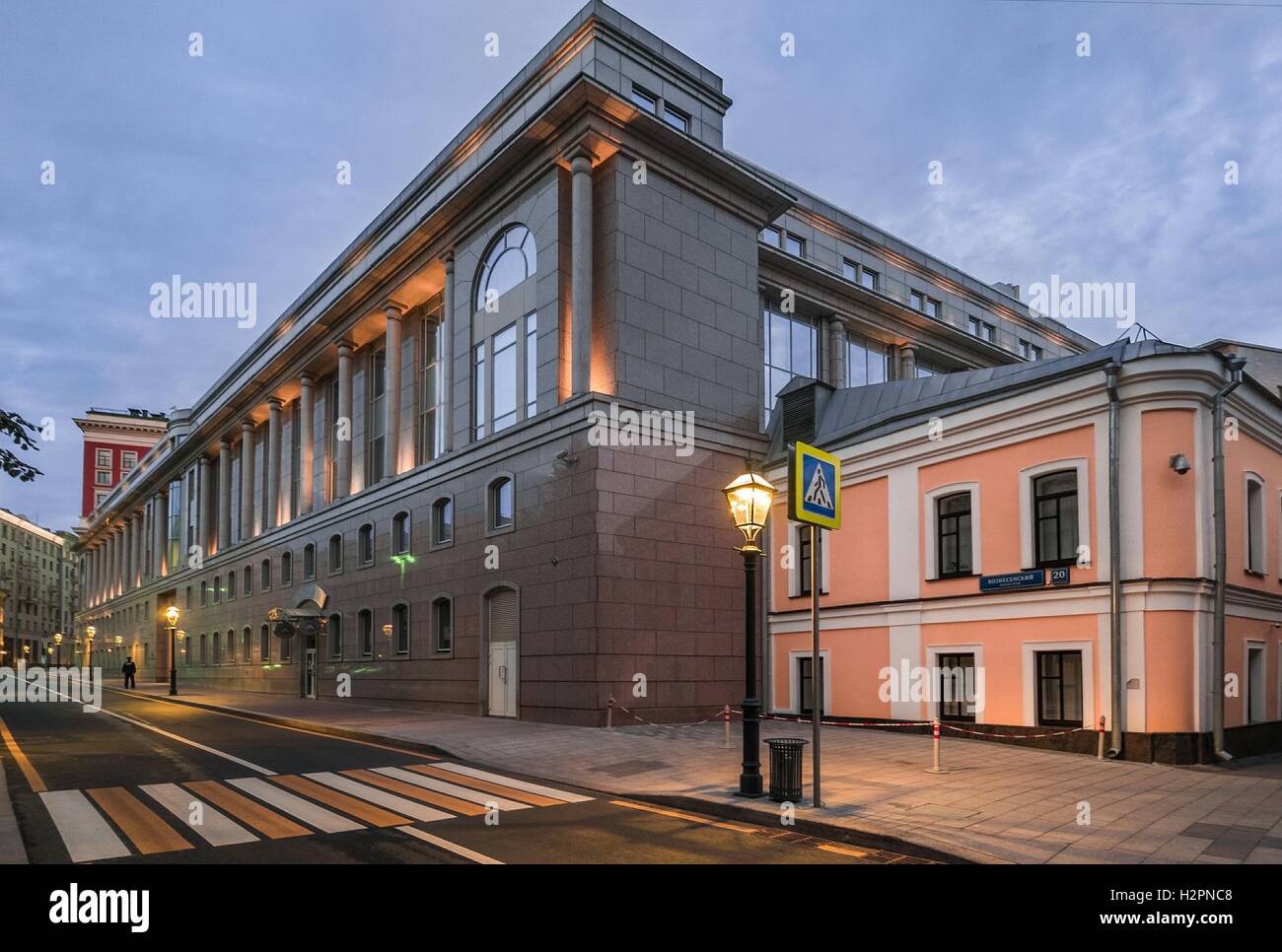 Russia, Moscow. Voznesensky Pereulok (Lane). Moscow City Hall building ...