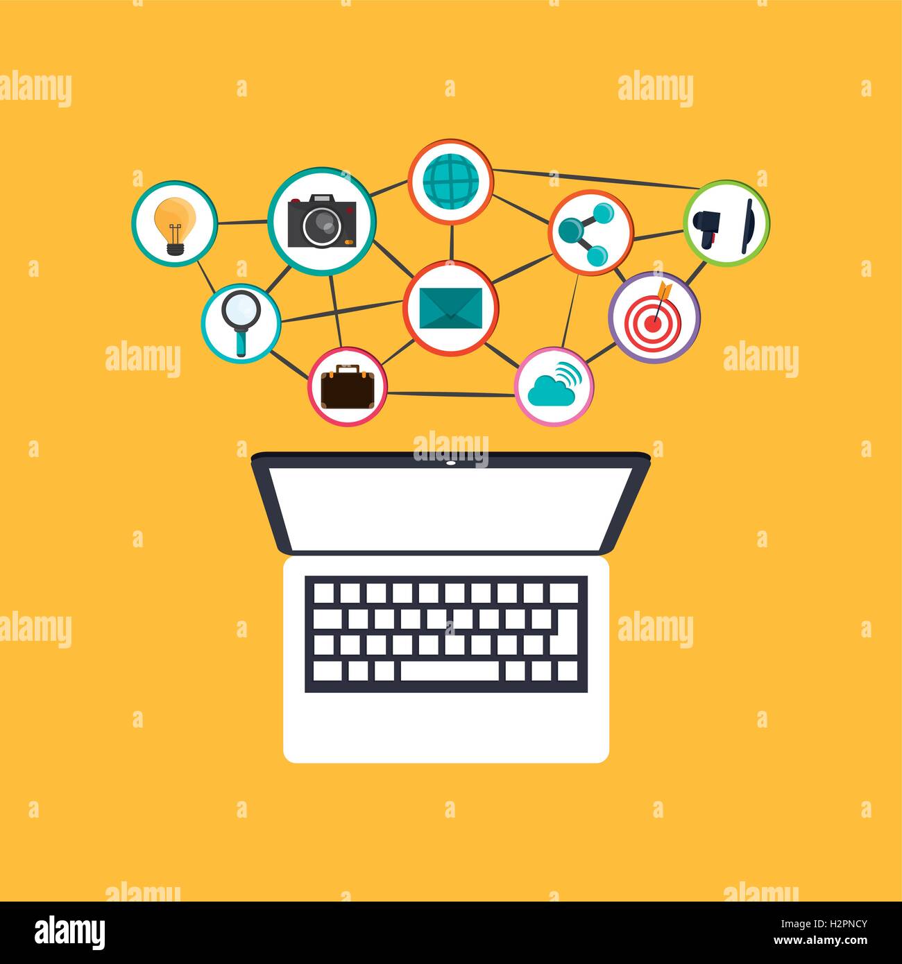 digital social network communication related icons image Stock Vector ...