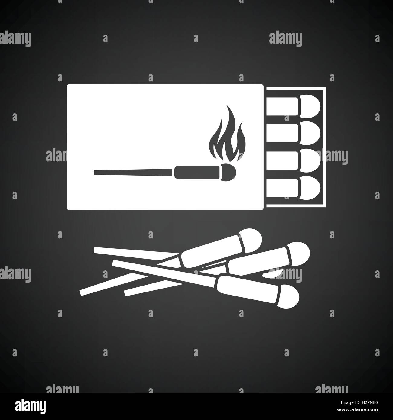 Match box icon. Black background with white. Vector illustration Stock ...