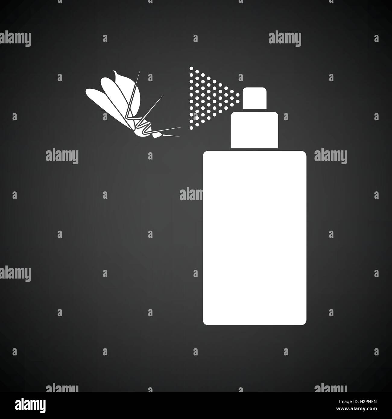 Mosquito spray icon. Black background with white. Vector illustration ...