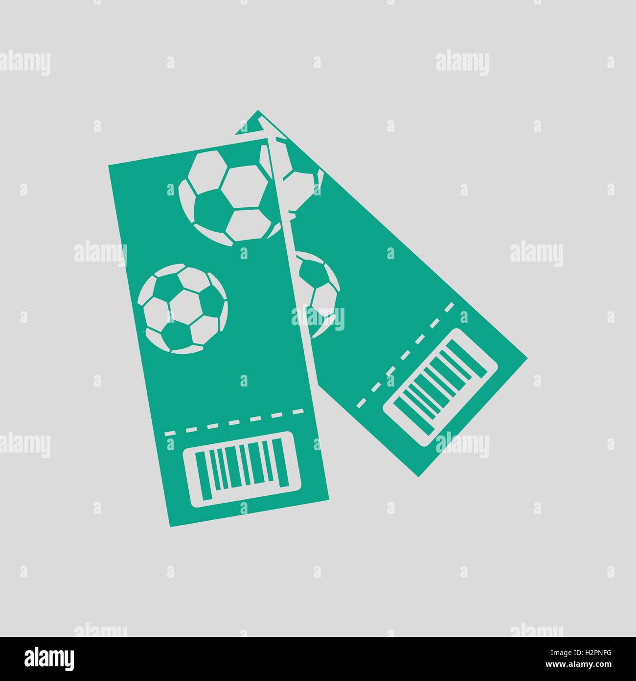 Two football tickets icon. Gray background with green. Vector ...