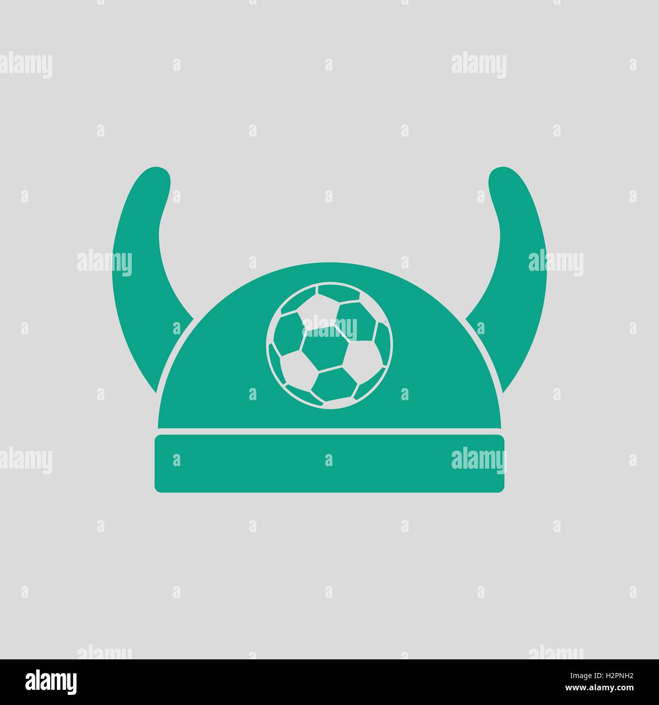 Football fans horned hat icon. Gray background with green. Vector ...