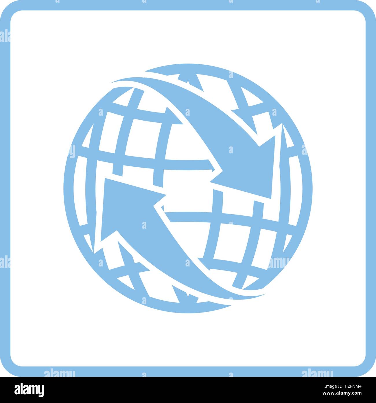 Globe with arrows icon. Blue frame design. Vector illustration Stock ...