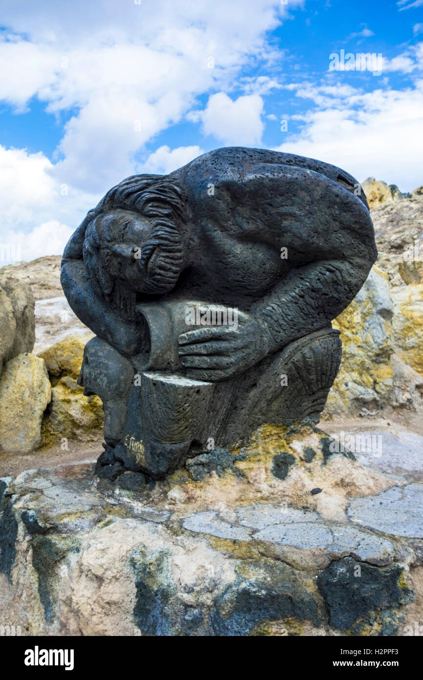 Statue made of volcanic rock on the Island of Vulcano, Italy Stock ...