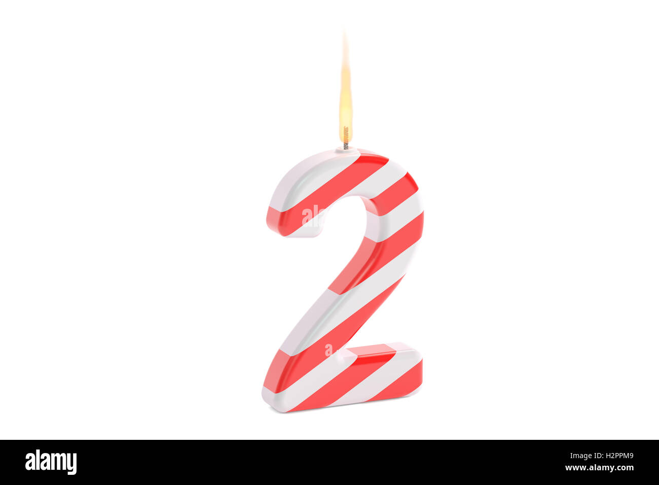 Birthday candle number 2, 3D rendering isolated on white background ...