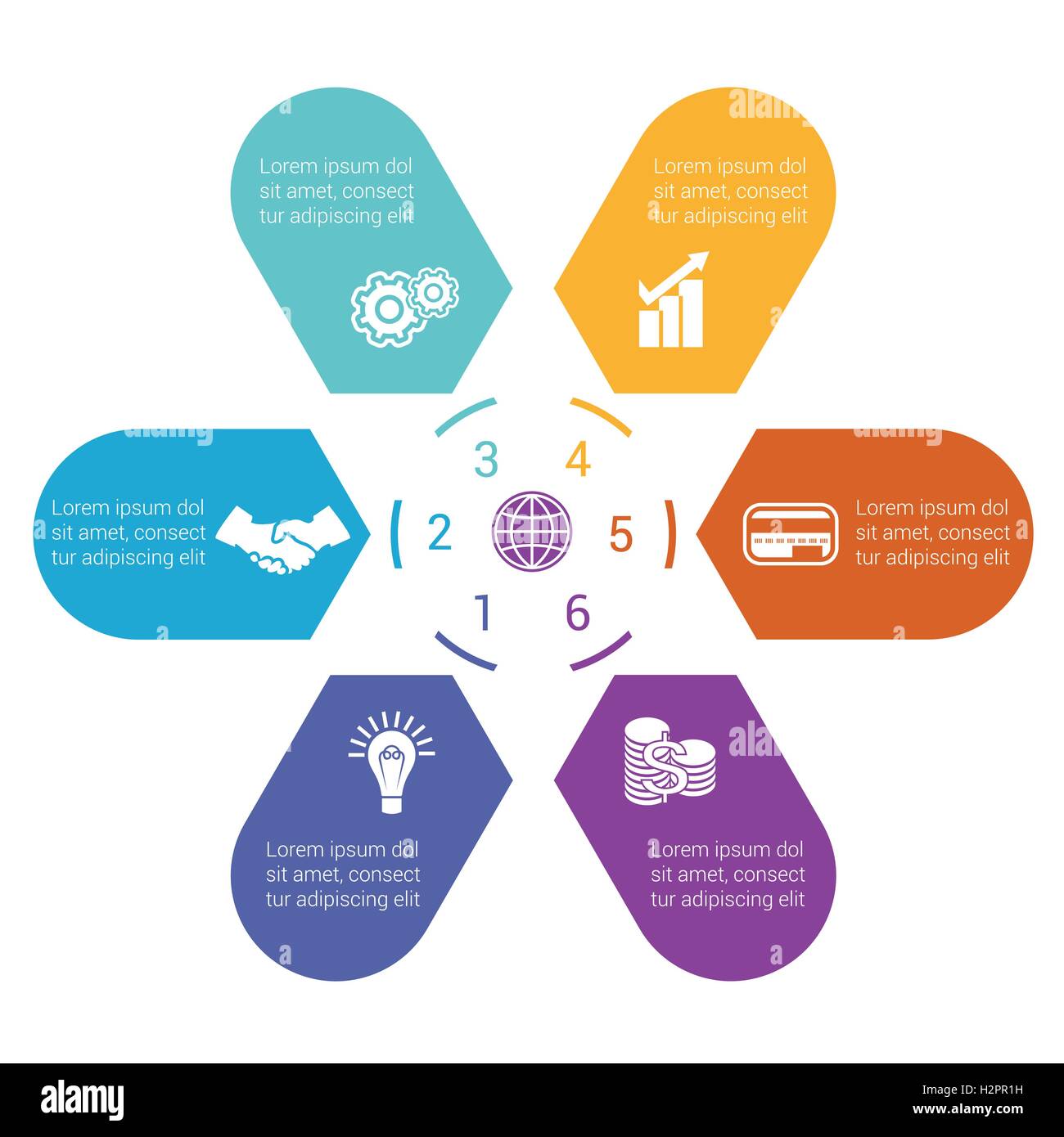 Pointing inside the circle template for infographic numbered six ...