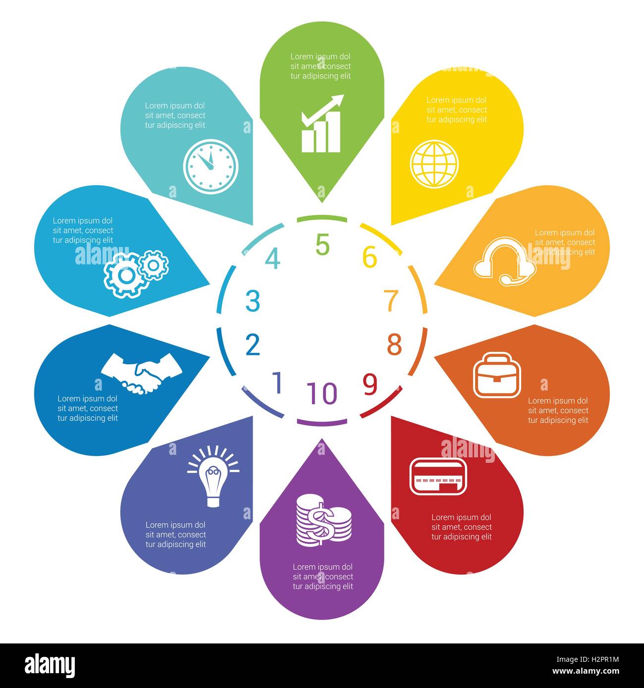 Pointing inside the circle template for infographic numbered ten ...