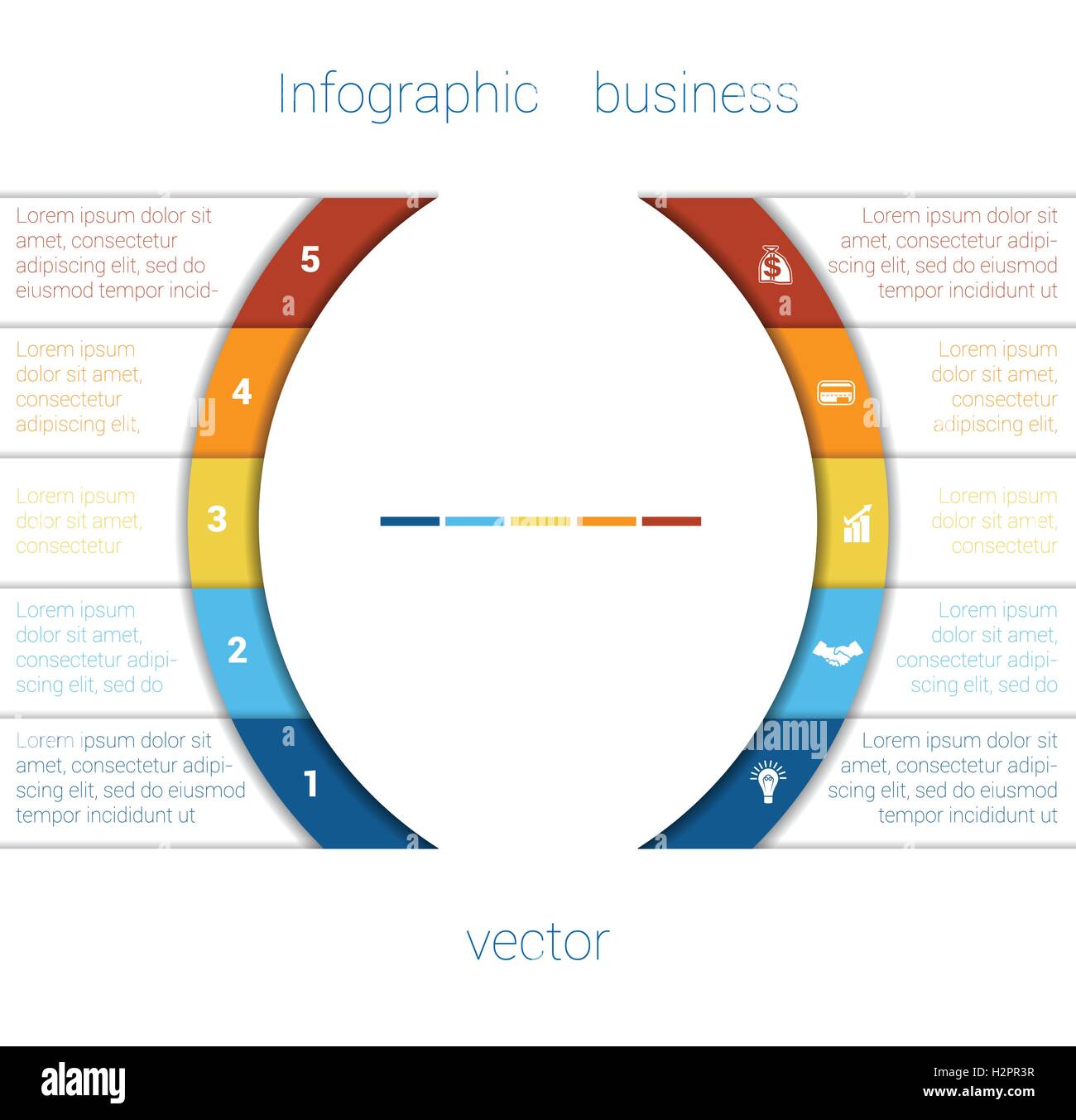 Vector Template Infographic Five Position. Colorful Semicircles and ...