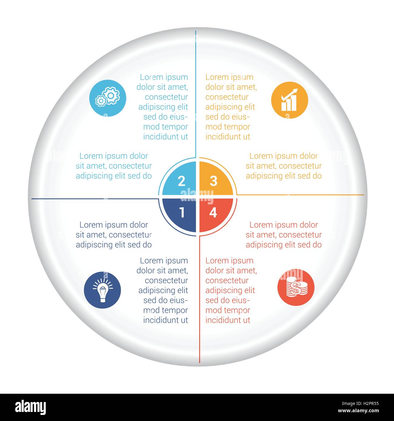 Pie chart diagram data 4 options for text area. Template infographic ...