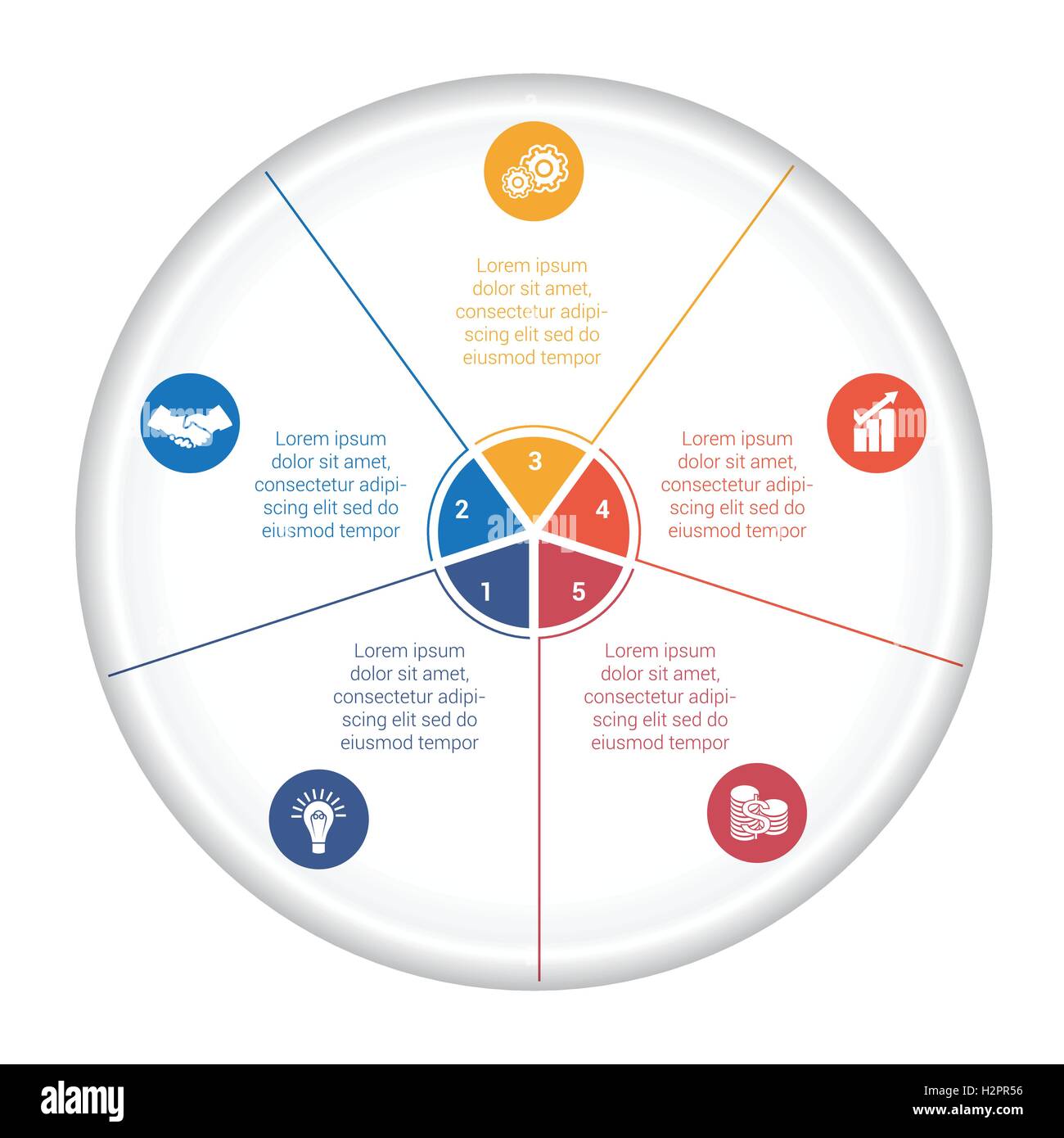 Pie chart diagram data 5 options for text area. Template infographic ...