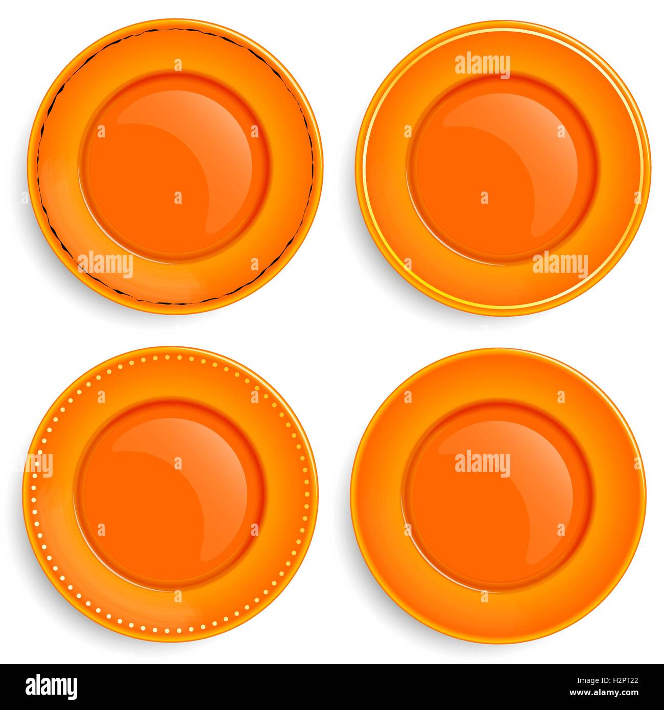 Set of four empty plates with a different design Stock Vector Image ...
