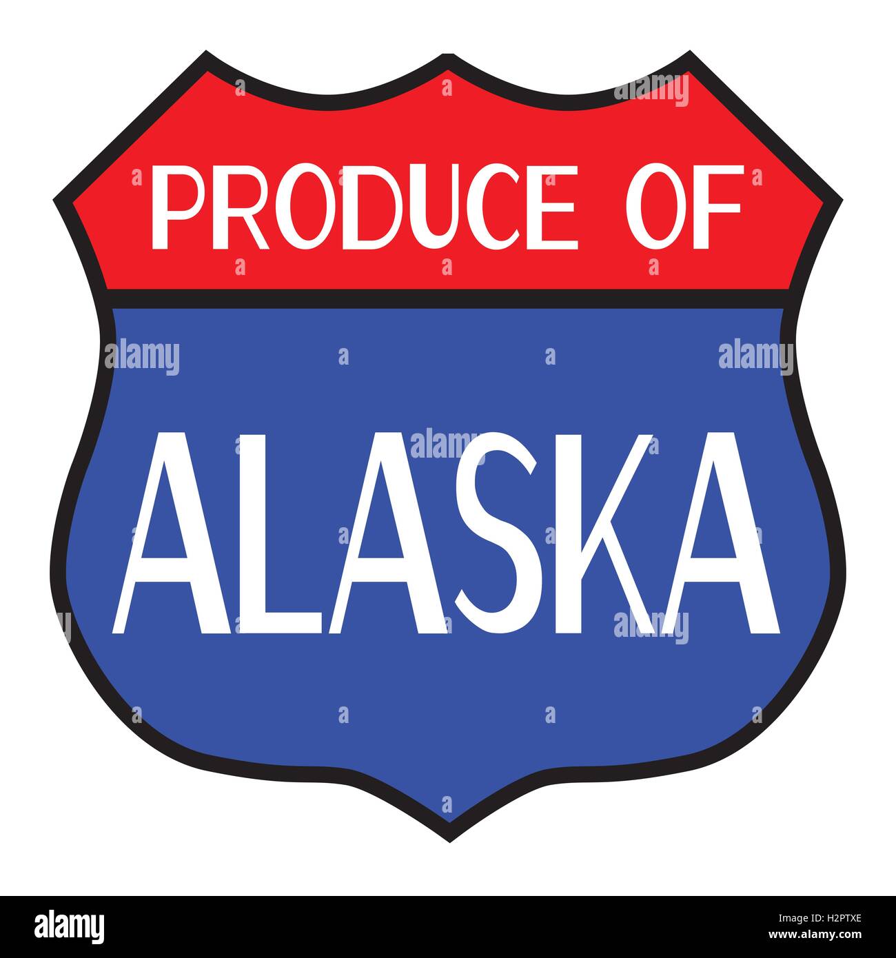Route 66 style traffic sign with the legend Produce Of Alaska Stock ...