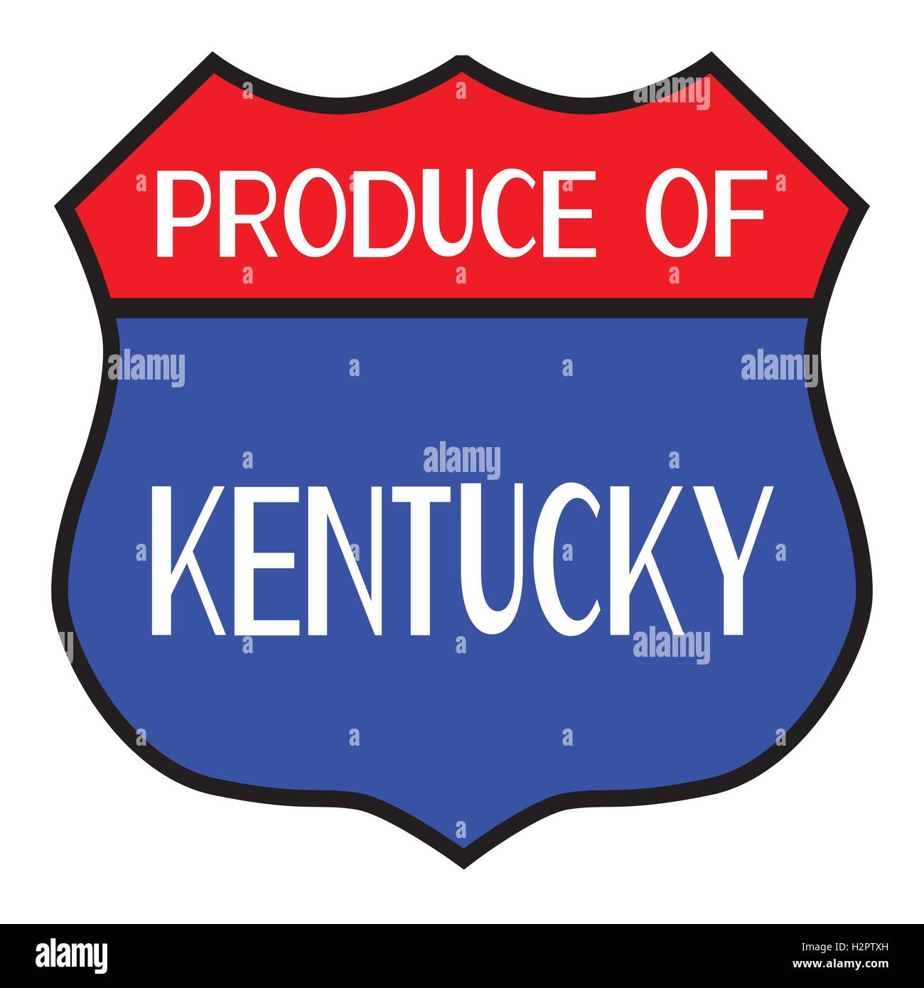 Route 66 style traffic sign with the legend Produce Of Kentucky Stock ...