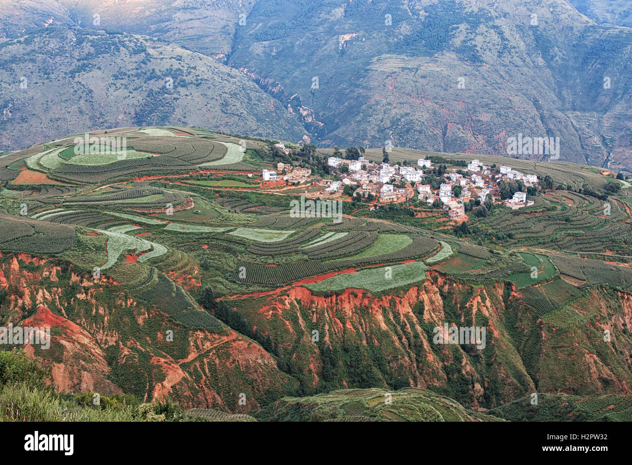 DongChuan red land panorama, one of the landmarks in Yunnan Province ...