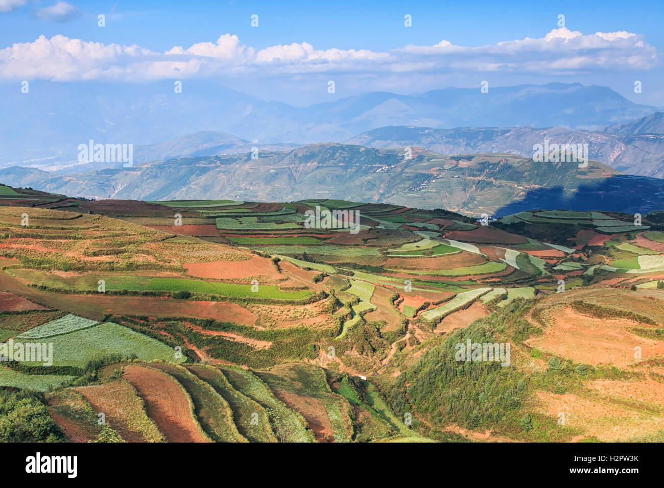 DongChuan red land panorama, one of the landmarks in Yunnan Province ...