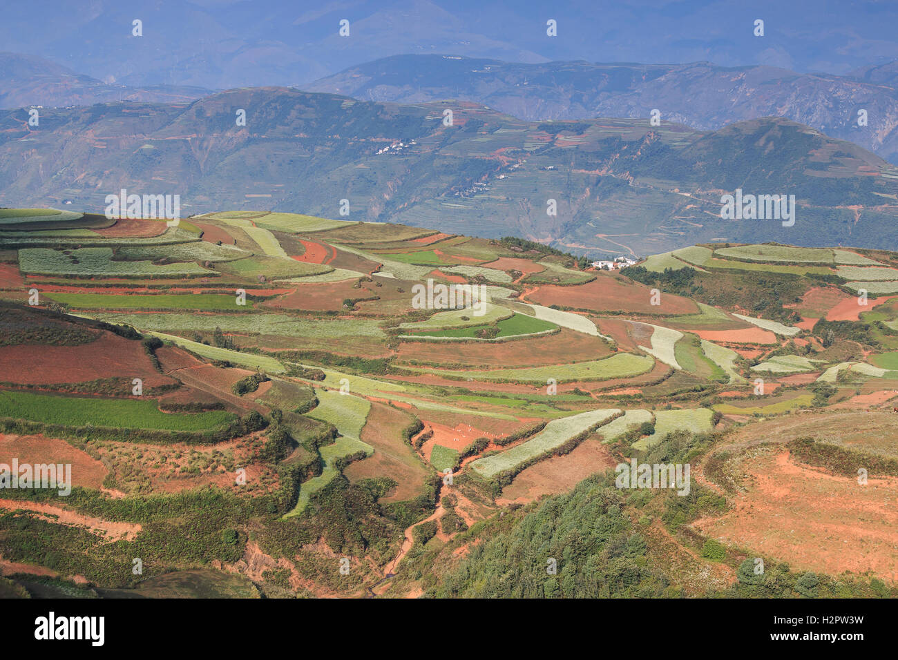 DongChuan red land panorama, one of the landmarks in Yunnan Province ...