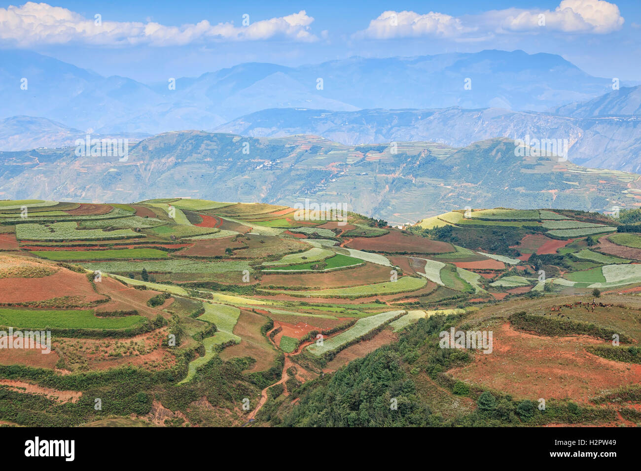 DongChuan red land panorama, one of the landmarks in Yunnan Province ...