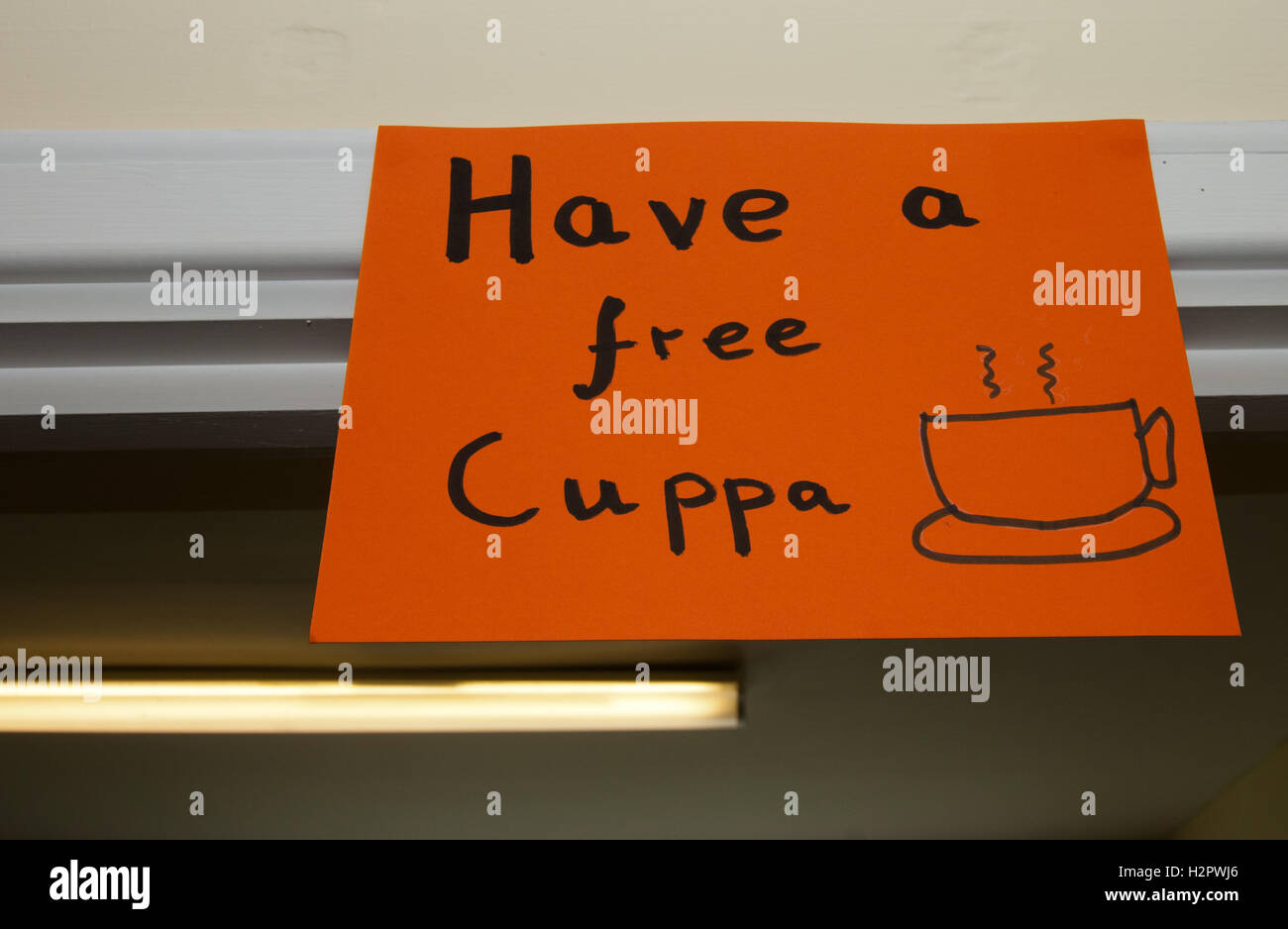 Have a free cuppa sign Stock Photo - Alamy