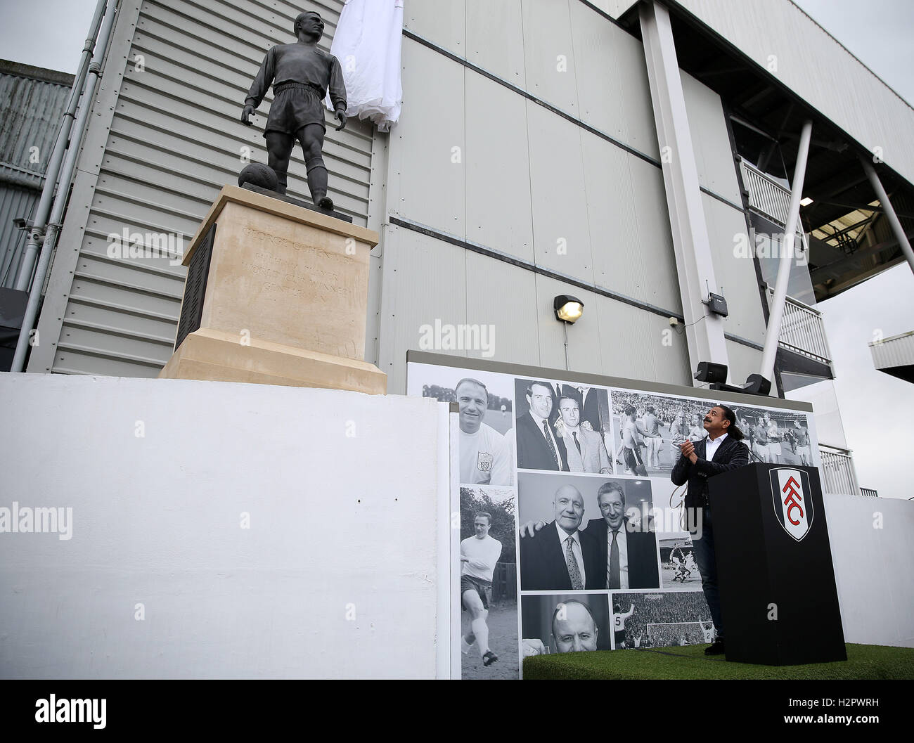 Fulham owner Shahid Khan during an unveiling of the George Cohen Statue ...