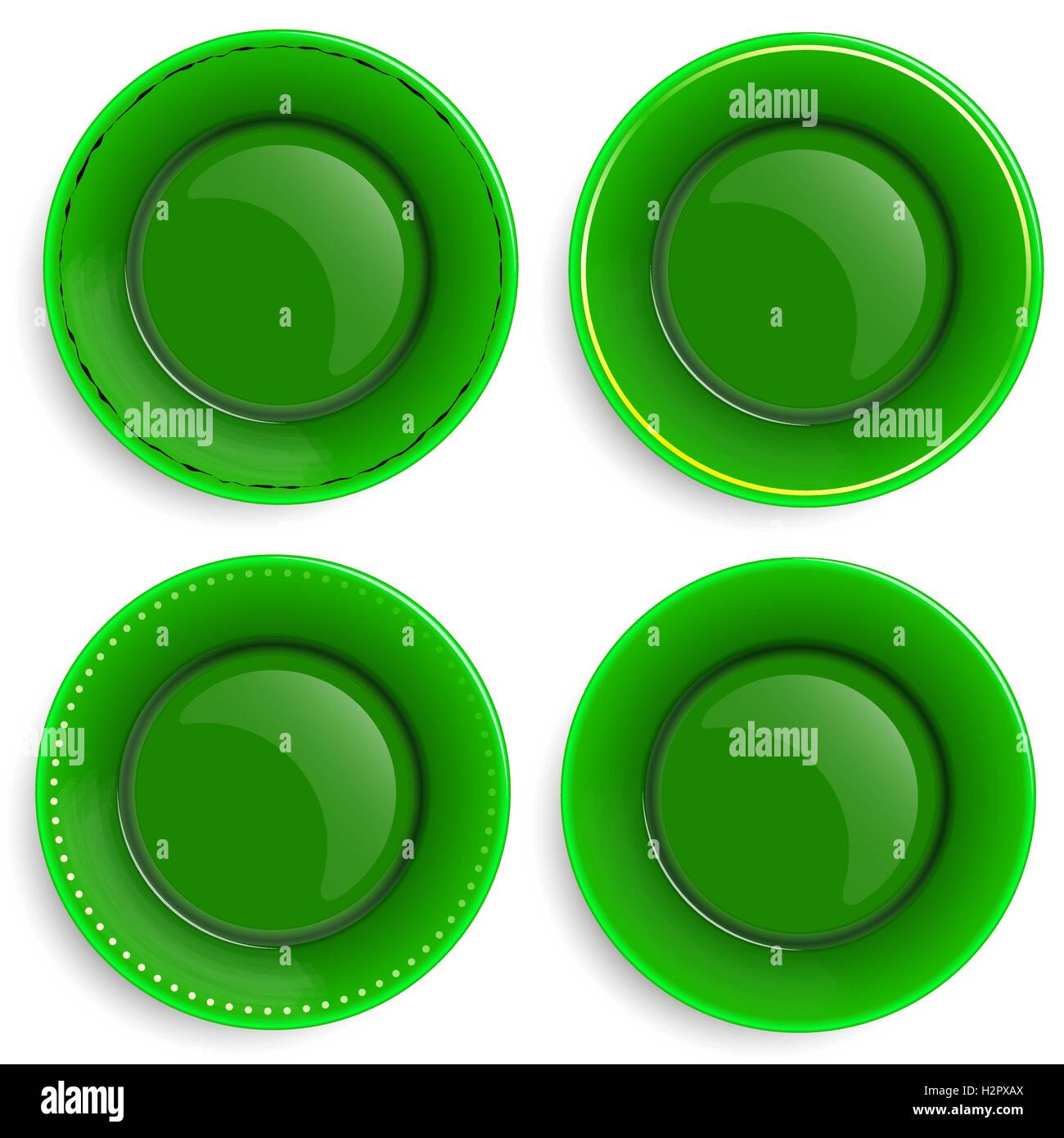 Set of four empty plates with a different design Stock Vector Image ...